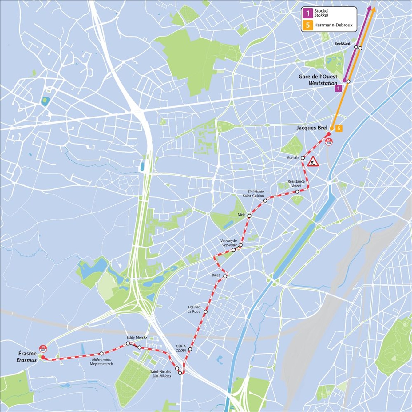Metro 5 en tram 82 vanaf morgen onderbroken: vervangbussen ingezet | BRUZZ