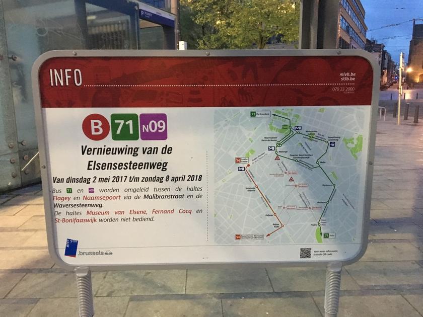 Bus 71 een jaar lang omgeleid tussen Naamsepoort en Flagey | BRUZZ